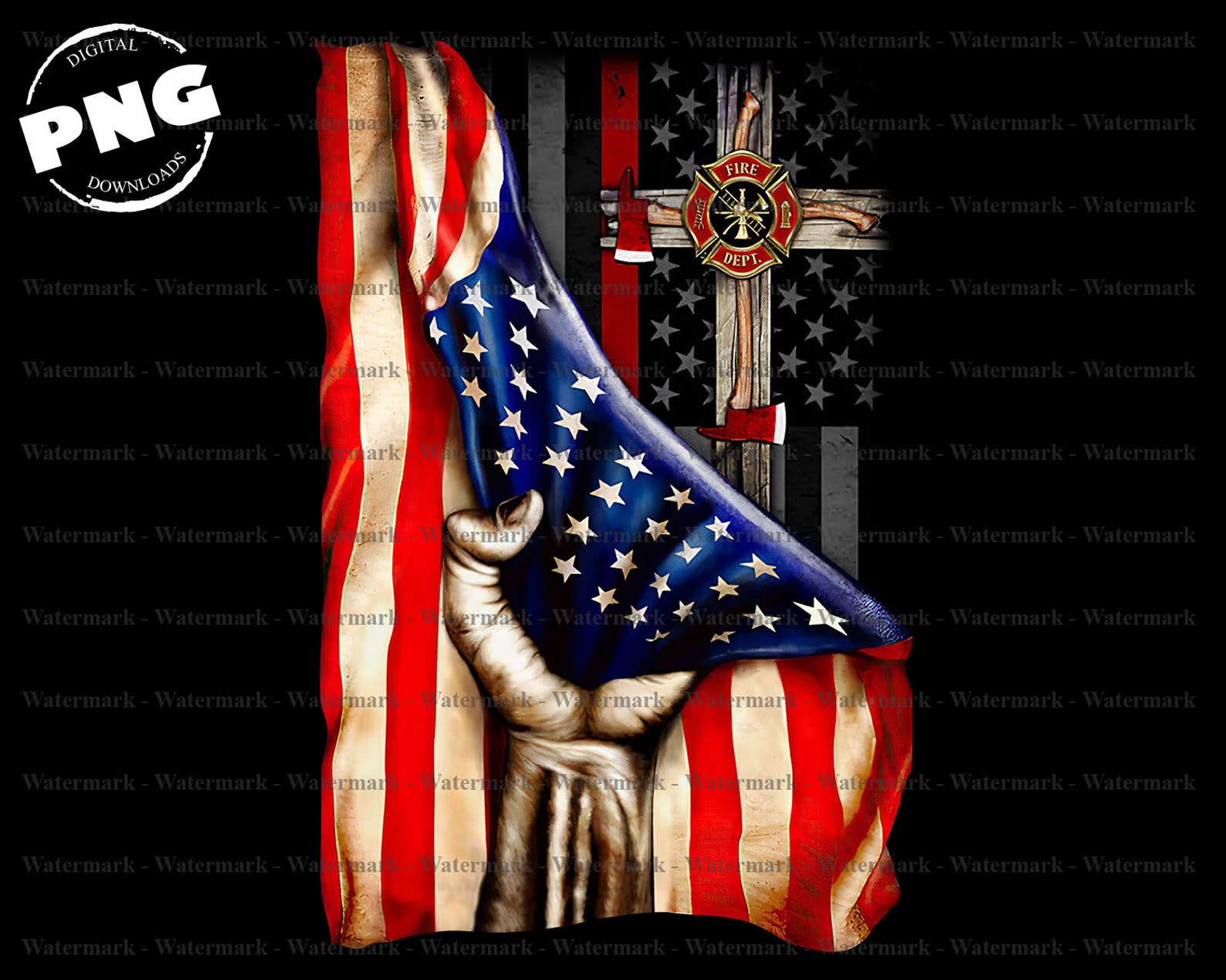 Firefighter Christian Cross American Flag, Firefighter Lover, Funny Png ...