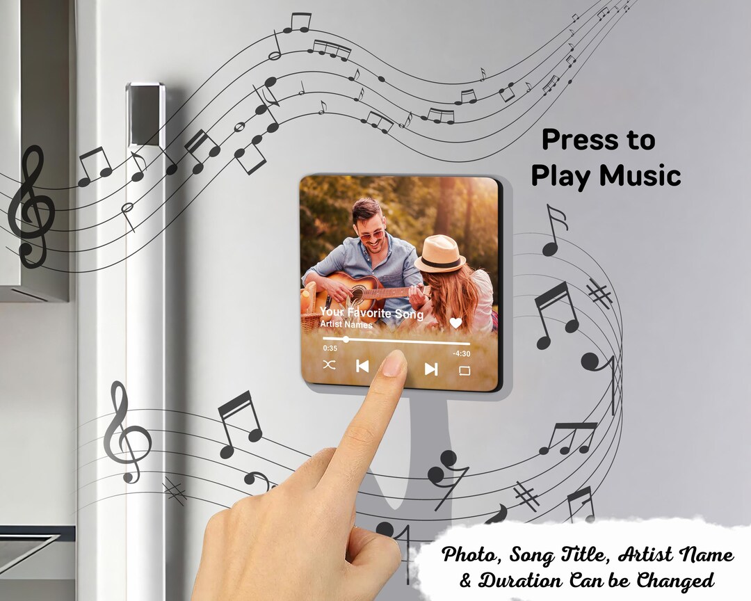 Custom Photo & Favorite Song Personalized Music Fridge Magnet ...