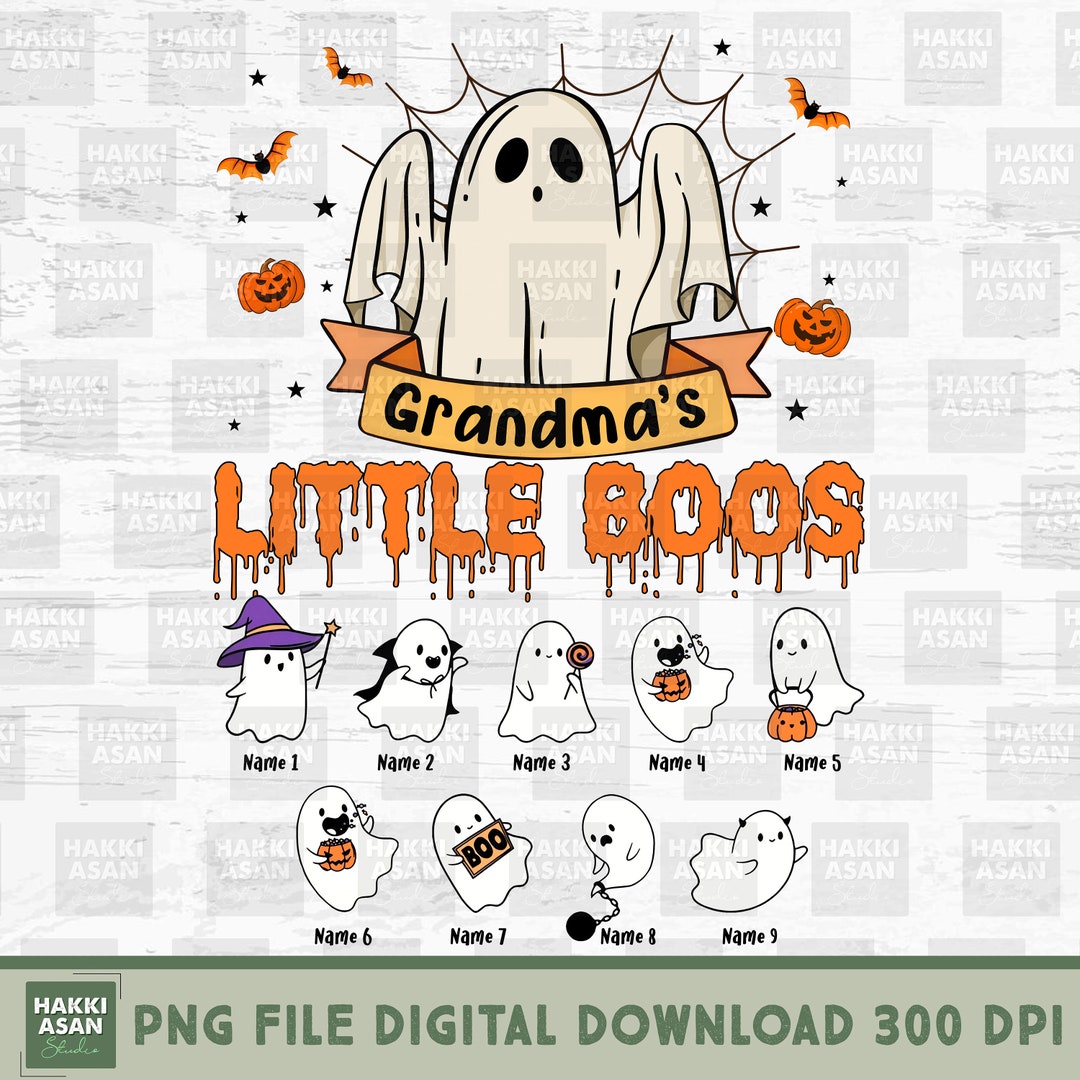 Personalized Grandmas Little Boos PNG, Custom Grandma With Grandkids ...