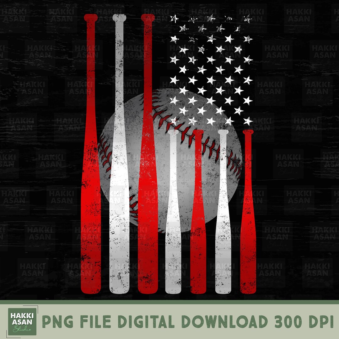 Vintage Baseball American Flag PNG, American Flag Baseball Png, 4th of ...