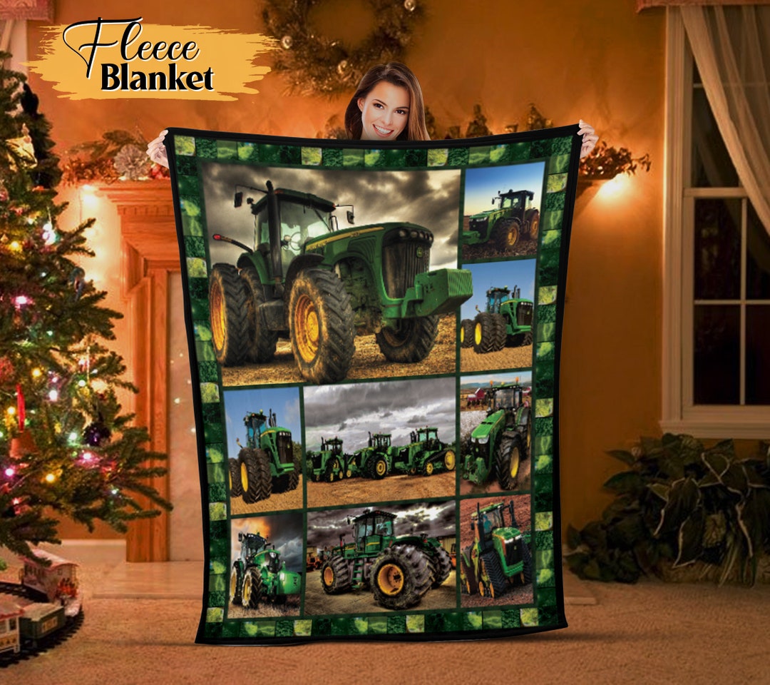 Tractor Fleece Blanket, Green Tractor Lover, Christmas Gift, Gift for ...