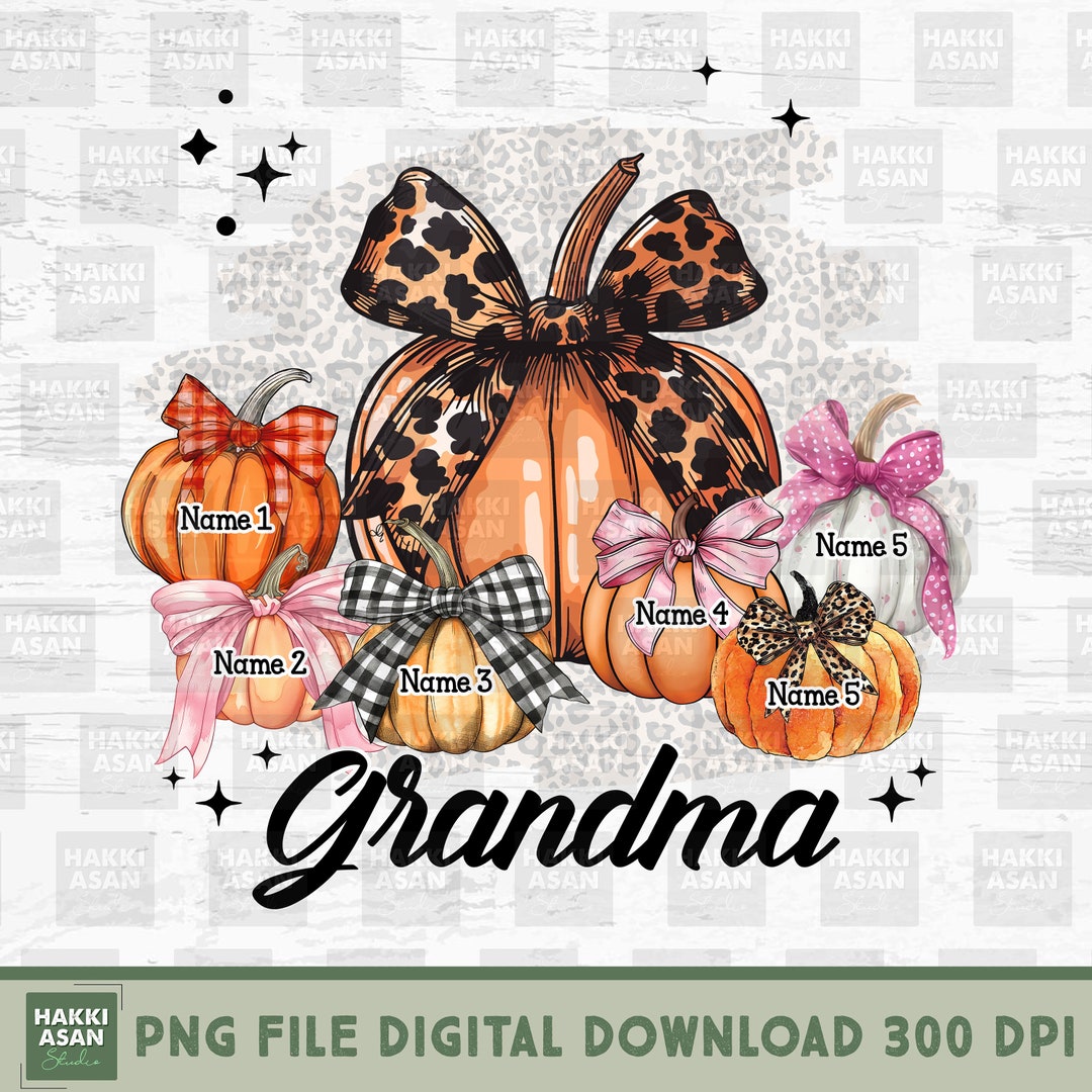 Personalized Grandma Fall Coquette Pumpkins PNG, Thanksgiving Nana Png ...