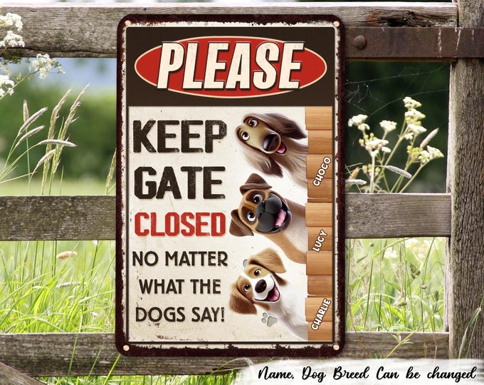 Backyard Pool & Grill, Personalized Dog Metal Sign, Funny Pet Yard ...