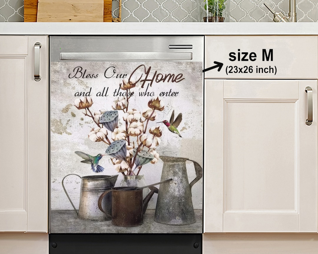 Retro Bouquet Cotton Flower Dishwasher Cover for Front Door Panel ...