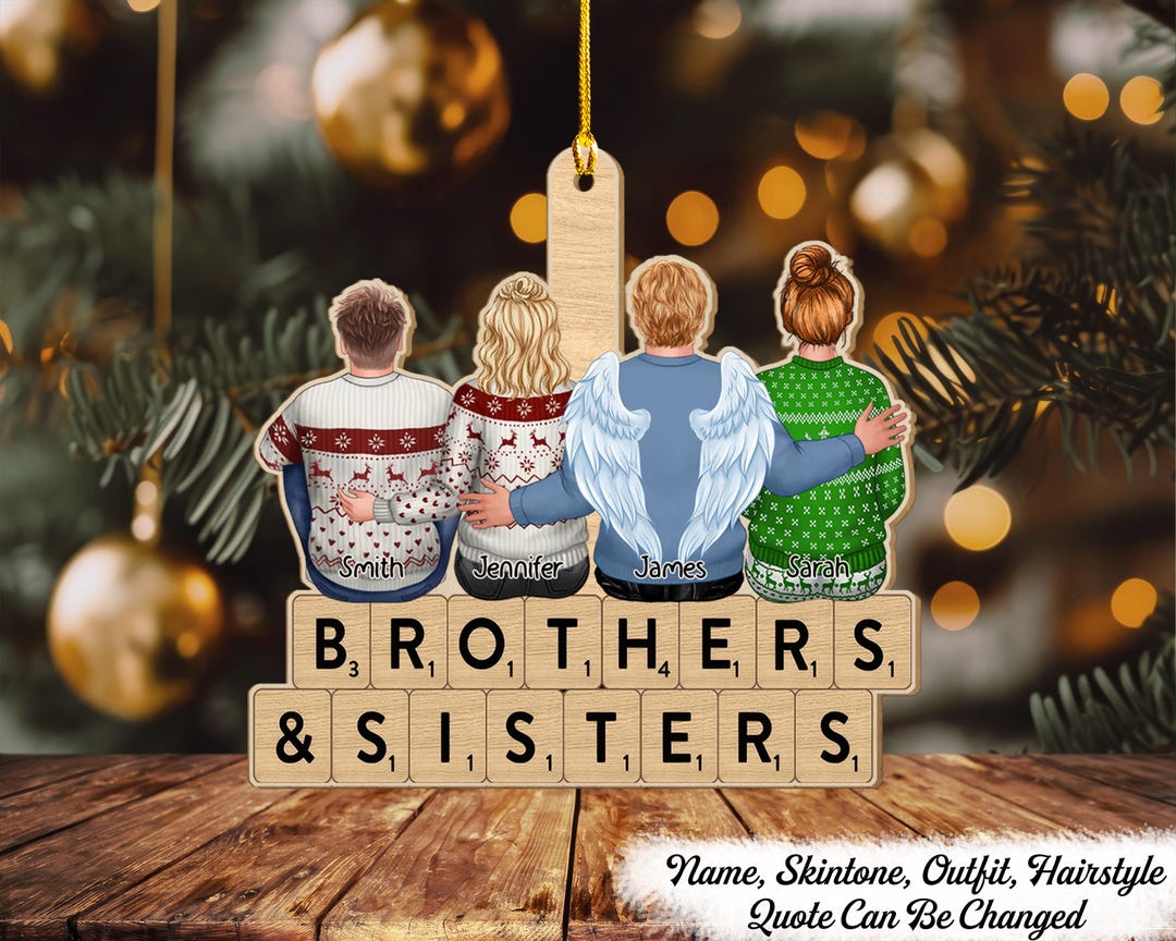 Brothers Sisters Siblings Sitting Back View Personalized Wooden ...