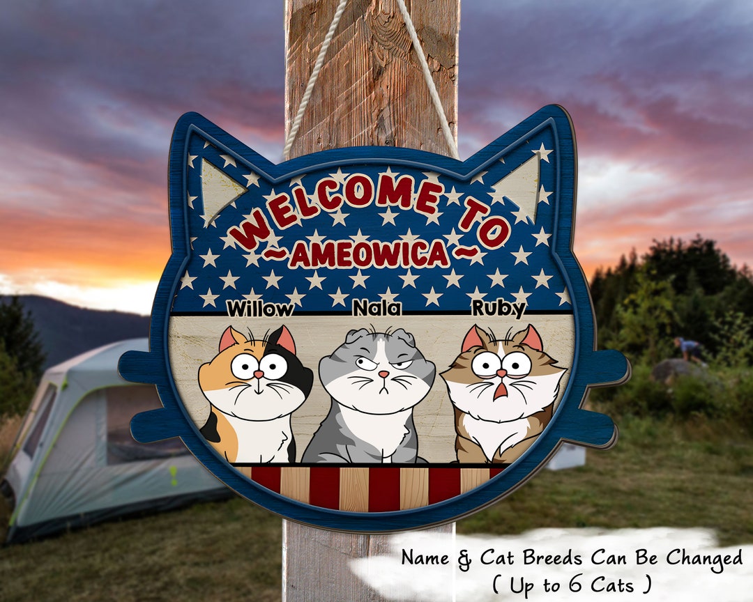 Welcome to Ameowica Cat Lovers - Personalized Custom Shaped Wood Sign ...