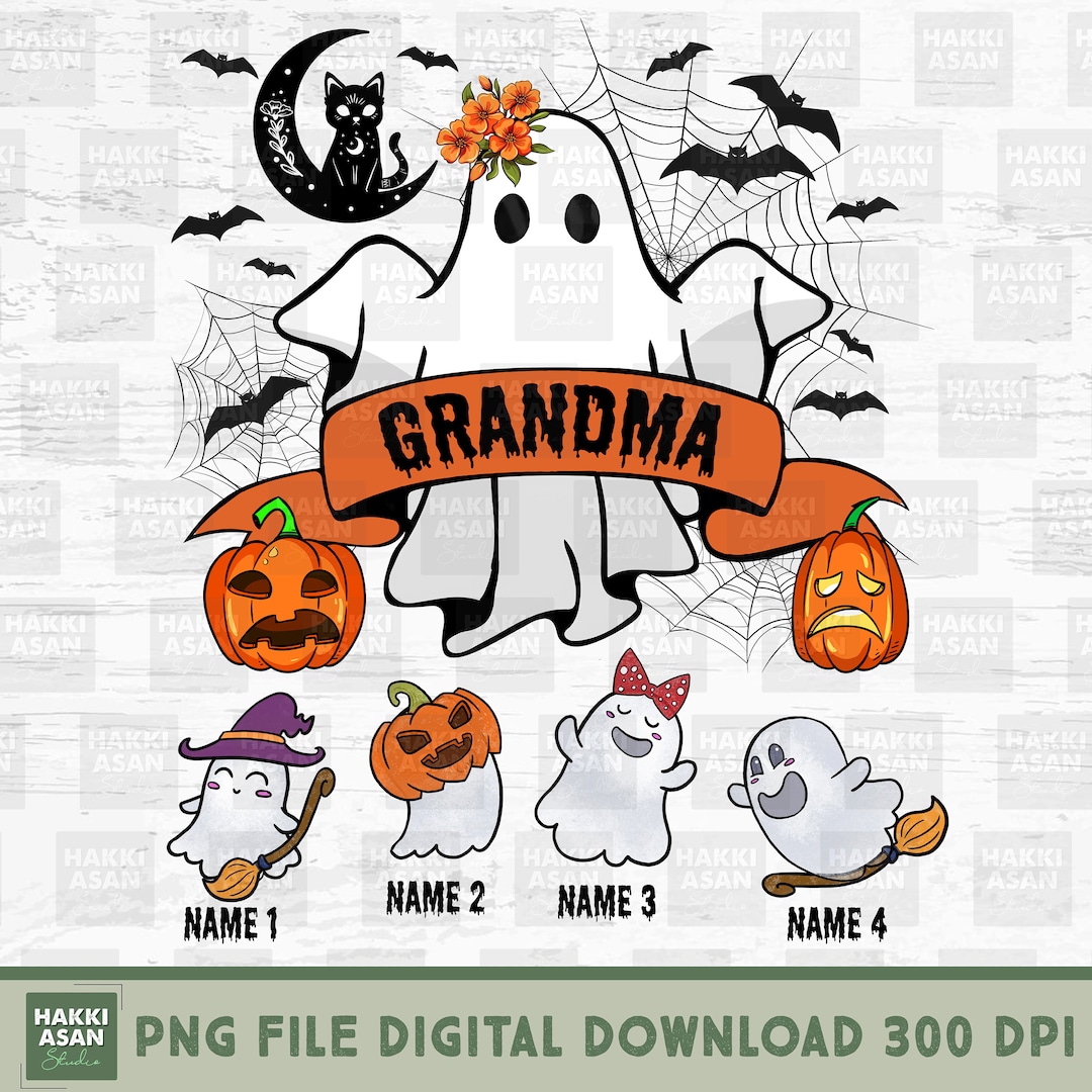 Grandma Ghost Enter Nickname and Kid Names Personalized PNG, Custom ...