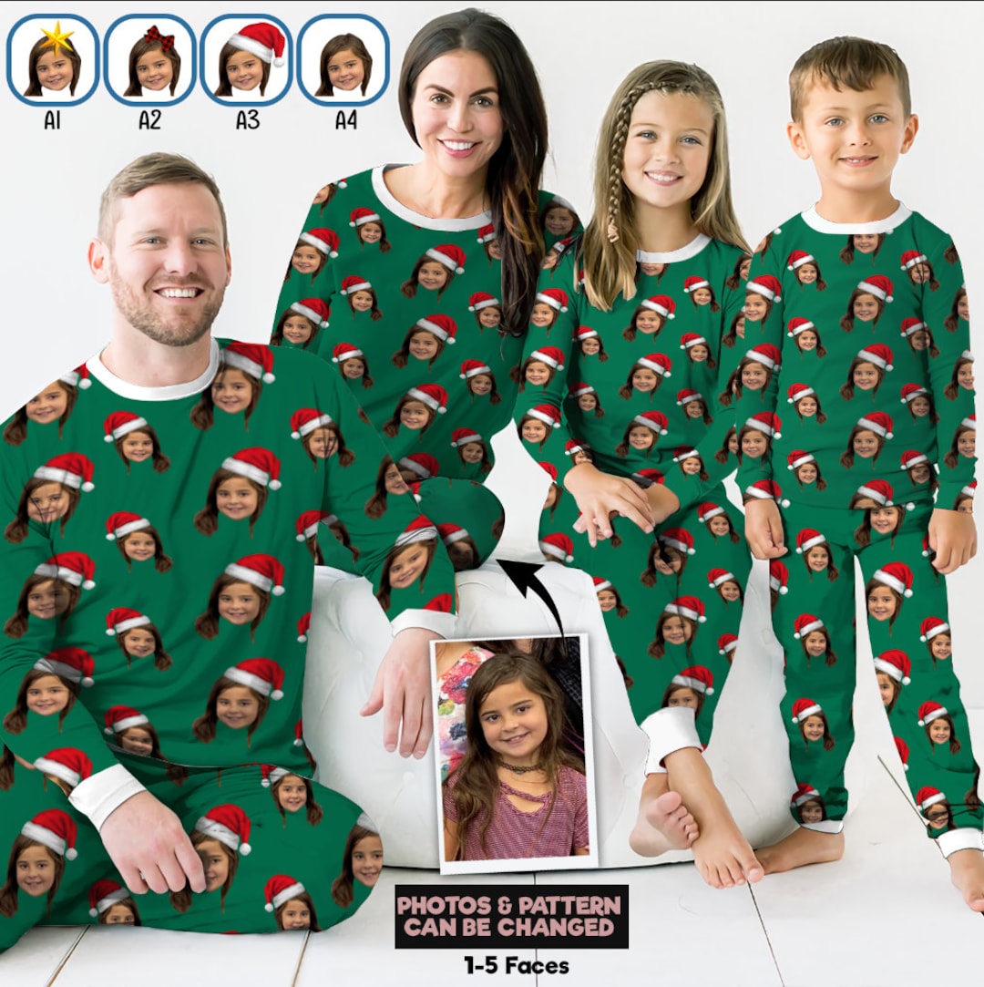 Custom Pajama Set With Face, Matching Pajamas Christmas for the Family ...