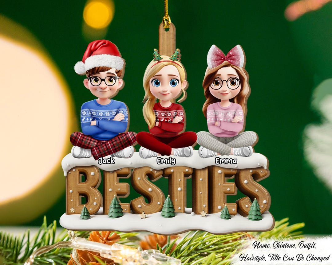 Besties Sisters Colleagues Christmas Tree - Personalized Custom Shaped ...