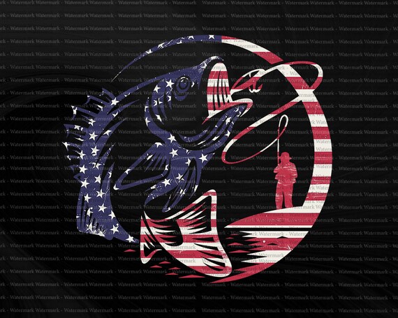 Fisherman Catching Fish American Flag Fishing Lover Funny - Etsy