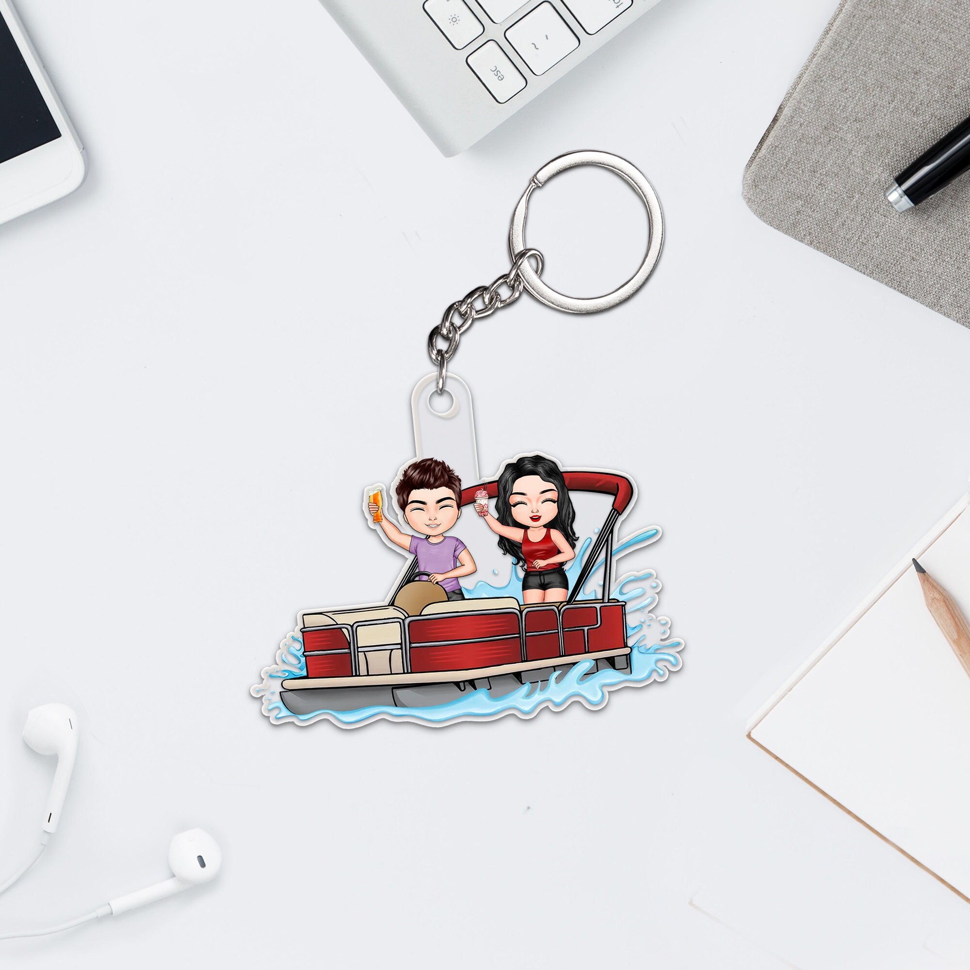 Pontoon Couple - Personalized Custom Acrylic Keychain, Vacation ...