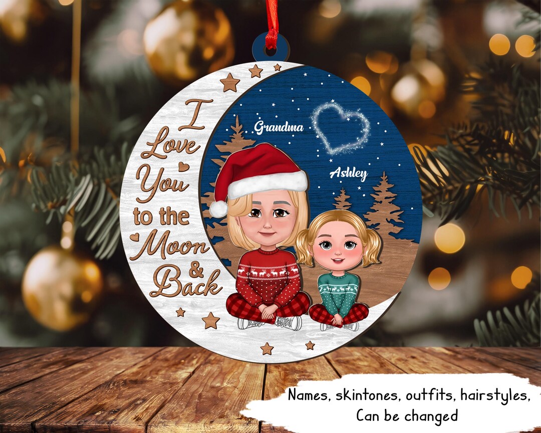 Grandma Grandkid Love You to Moon and Back Christmas Personalized 2 ...