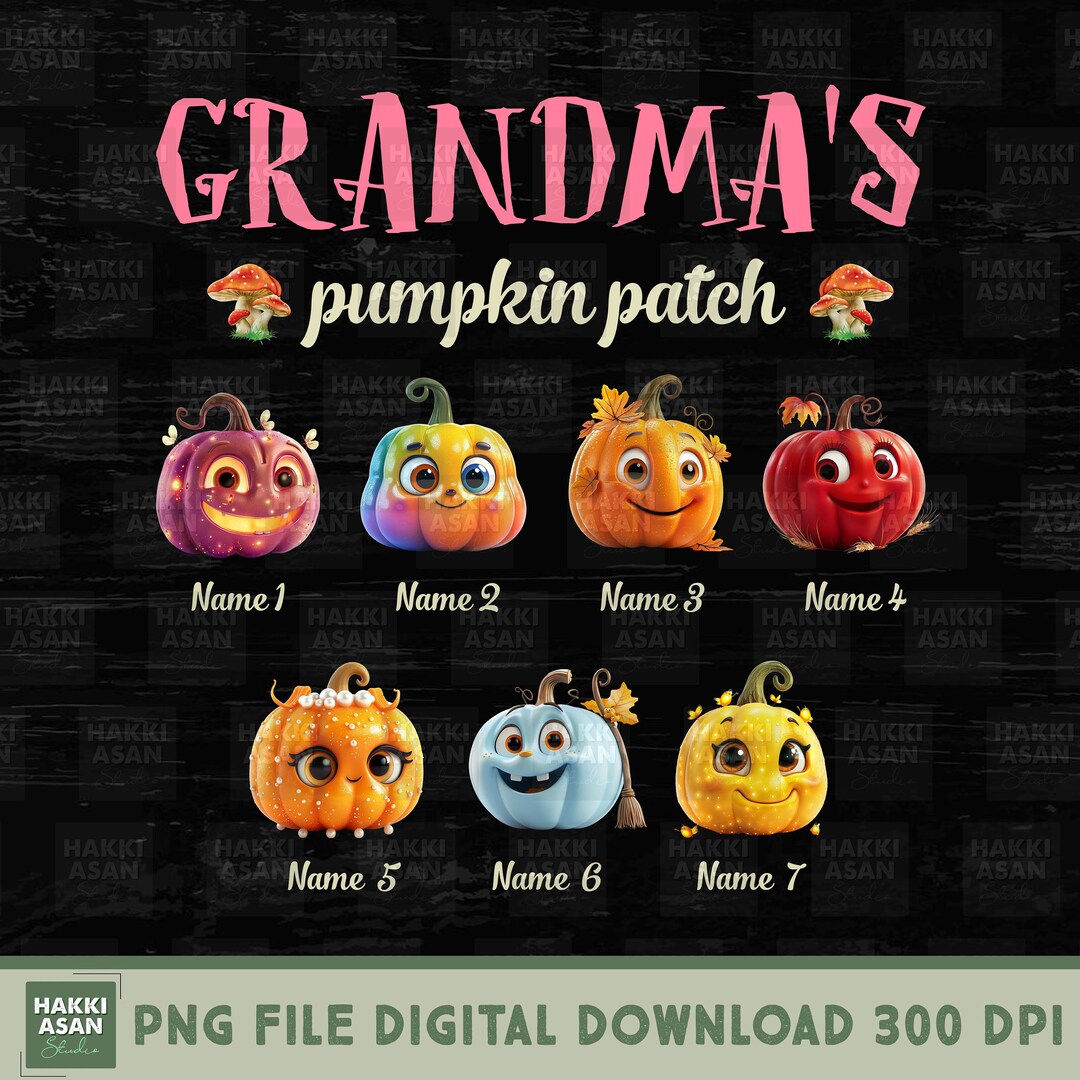 Personalized Gift for Grandma Pumpkin Patch Halloween PNG, Grandma's ...