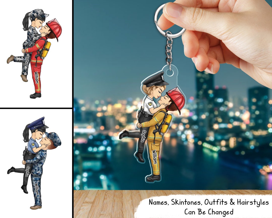 Hugging Couple Occupation Personalized Custom Acrylic Keychain - Gift ...