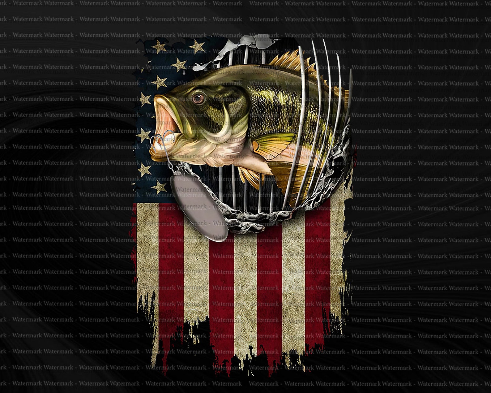 Largemouth Bass Fishing American Flag Png Sublimation Design - Etsy