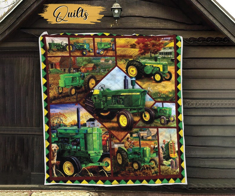 Green Tractor Fleece Blanket, Quilts, Tractor Lover, Christmas Gift ...