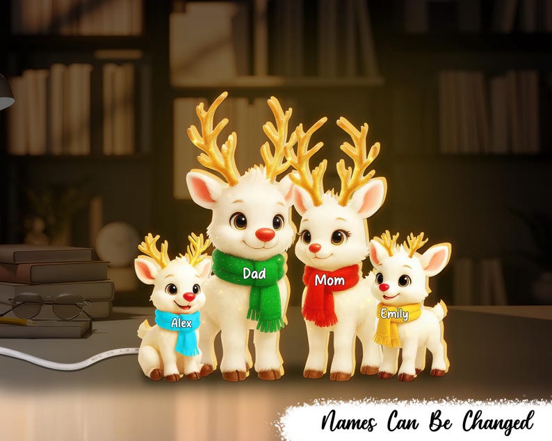 Festive Reindeer Family Members - Personalized Light Box - Christmas ...