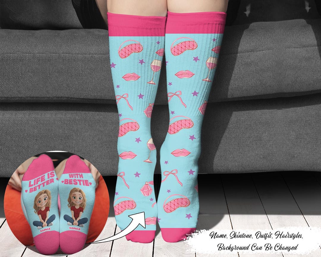 Life is Better With Bestie Custom Crew Socks - Personalized Best Friend ...