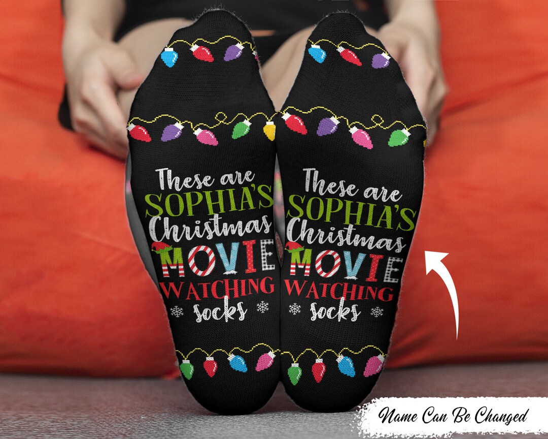 Christmas Movies Watching Socks - Personalized Crew Socks, Christmas ...