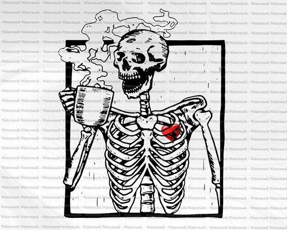 Skeleton Drinking Coffee Png Sublimation Design Funny Png - Etsy