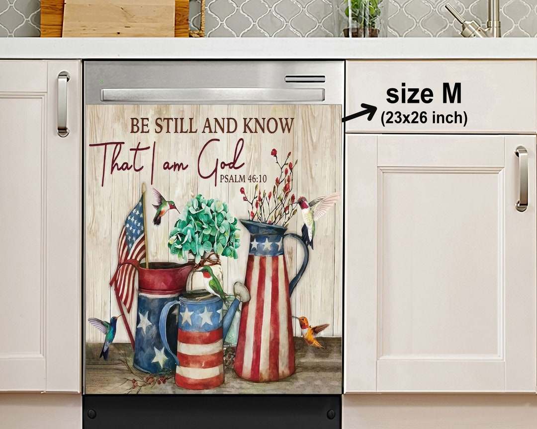American Flag Vase Birds and Flowers Magnetic Dishwasher Cover ...