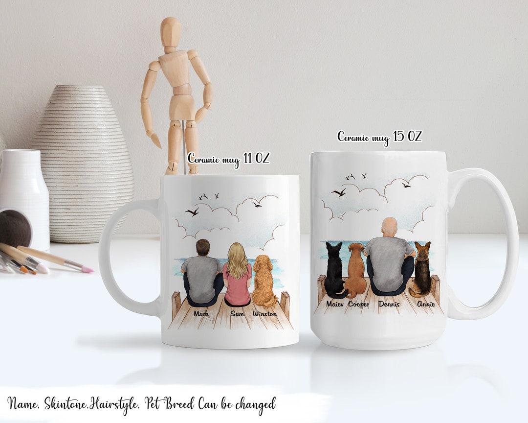 Family With Dogs Cats Mug - Personalized Mug, Anniversary Gift for Dog ...