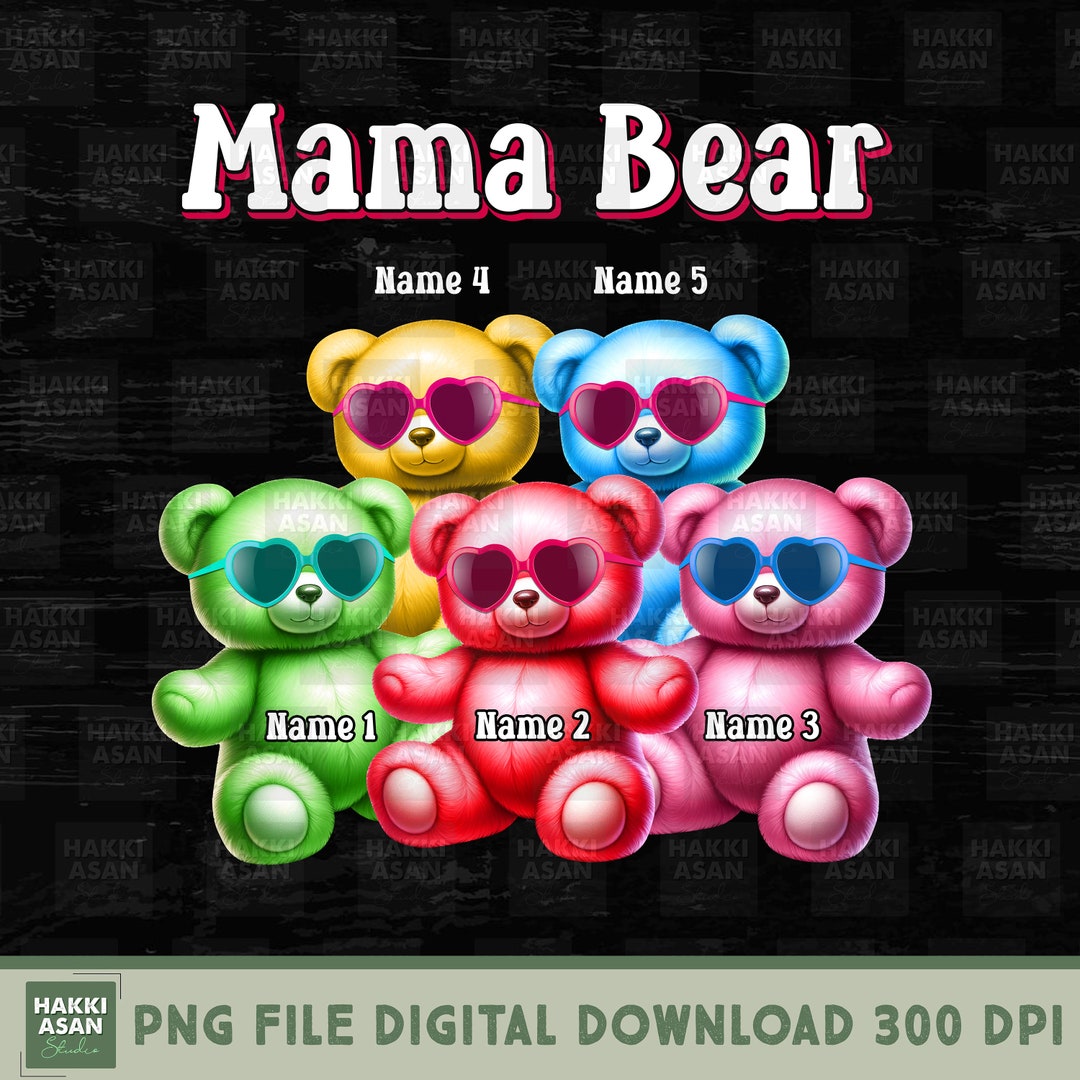 Mama Bear Vibrant Color Personalized PNG, Mama Bear Png, Color Mama ...