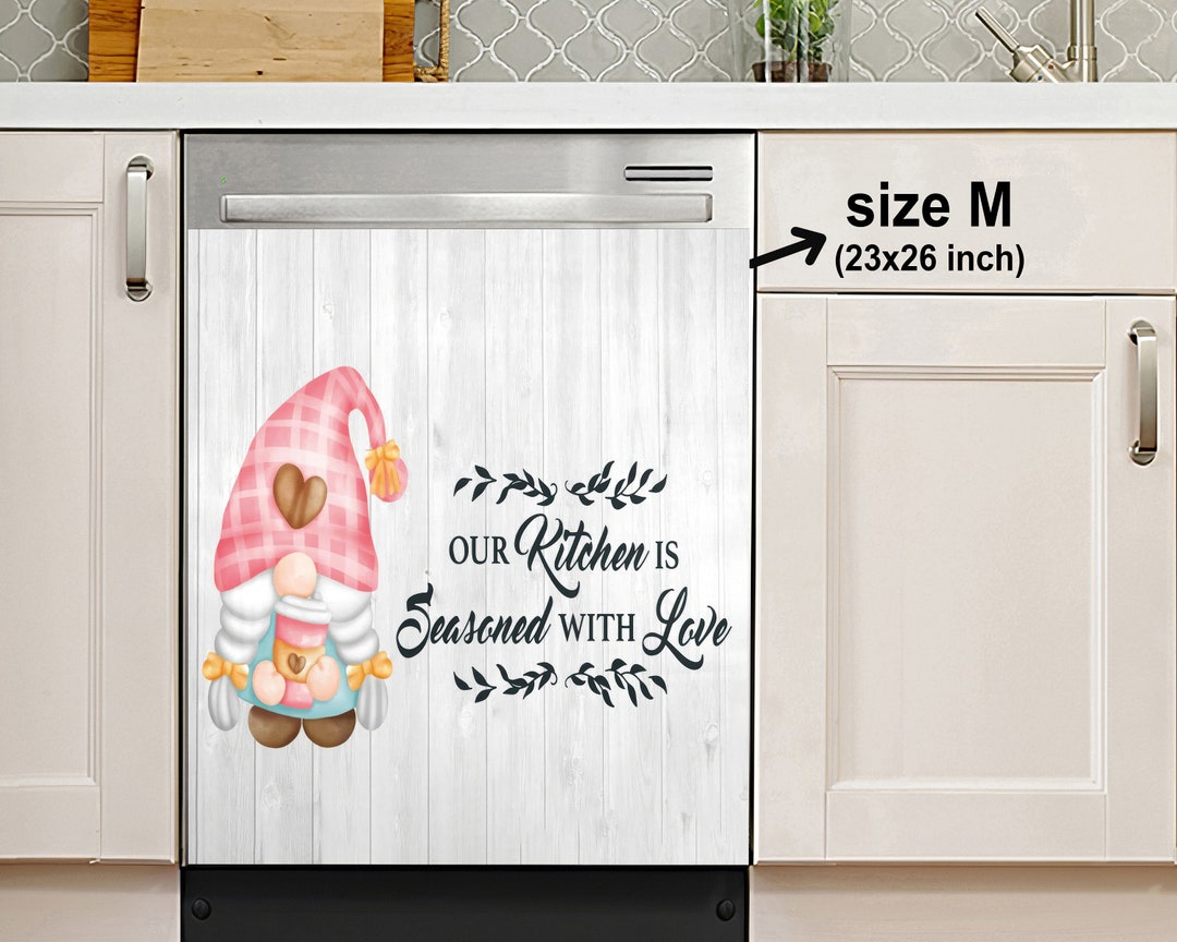 Coffee Gnome Wood Texture Dishwasher Magnet Cover Our Kitchen Seasoned ...
