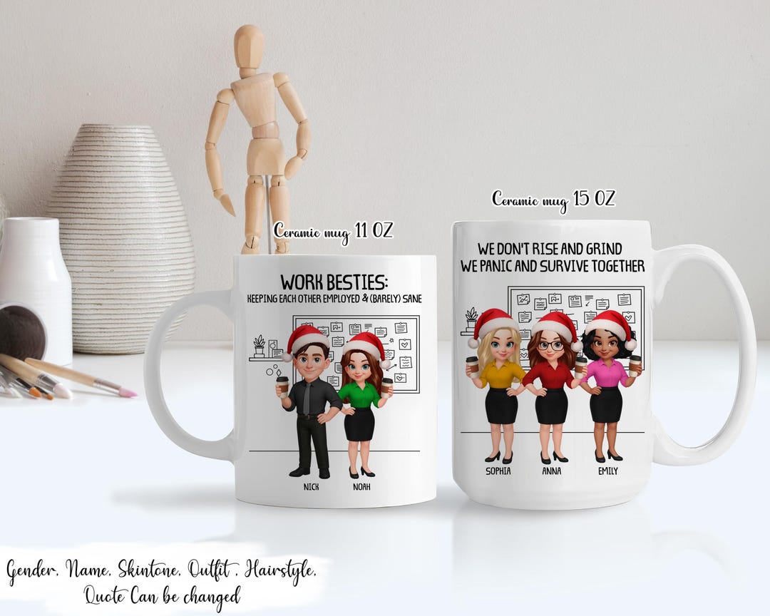 We Panic and Survive Together - Personalized Mug - Funny Gift for Work ...