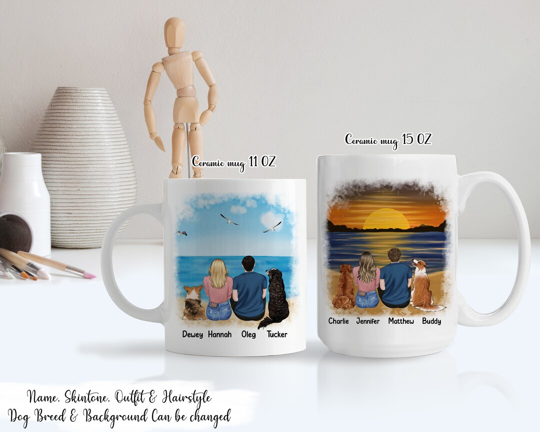 Couple and Dogs Personalized Mug, Gift for Dog Lovers, Dog Owners, Dog ...