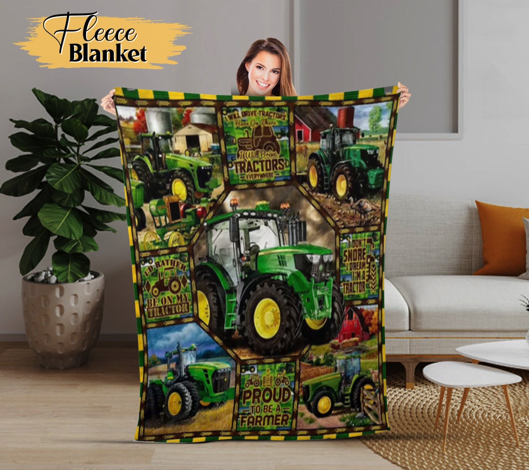 Tractor Fleece Blanket, Quilts, Farming Lover, Gift for Men, Best Idea ...