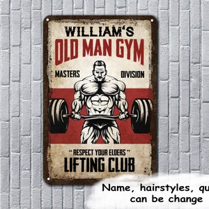 Old Man Gym - Personalized Metal Sign - Custom Home Gym Sign Metal Wall ...