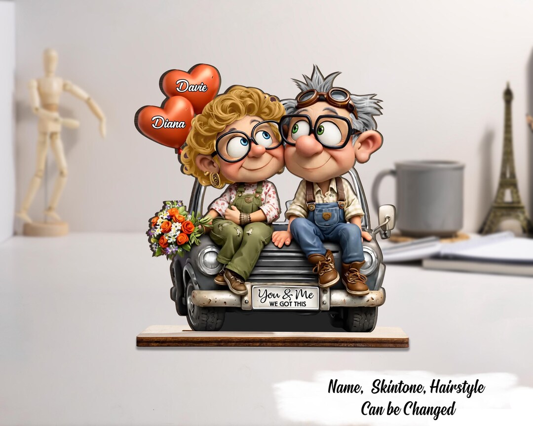 Funny Old Couple Vintage Truck - Personalized 2-layered Wooden Plaque ...
