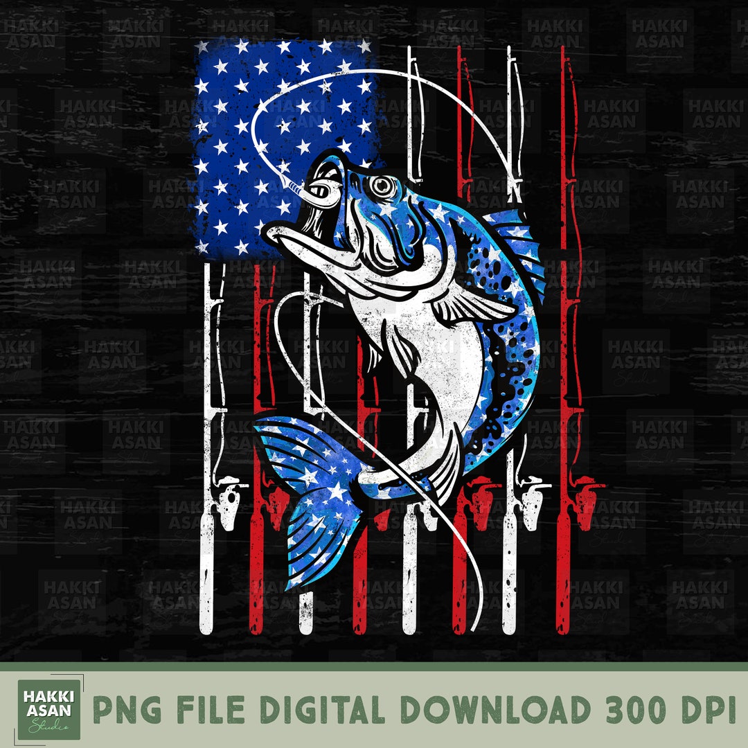 Cool Fishing Png, American Flag USA Fish Lover Png, Fishing Sublimation ...