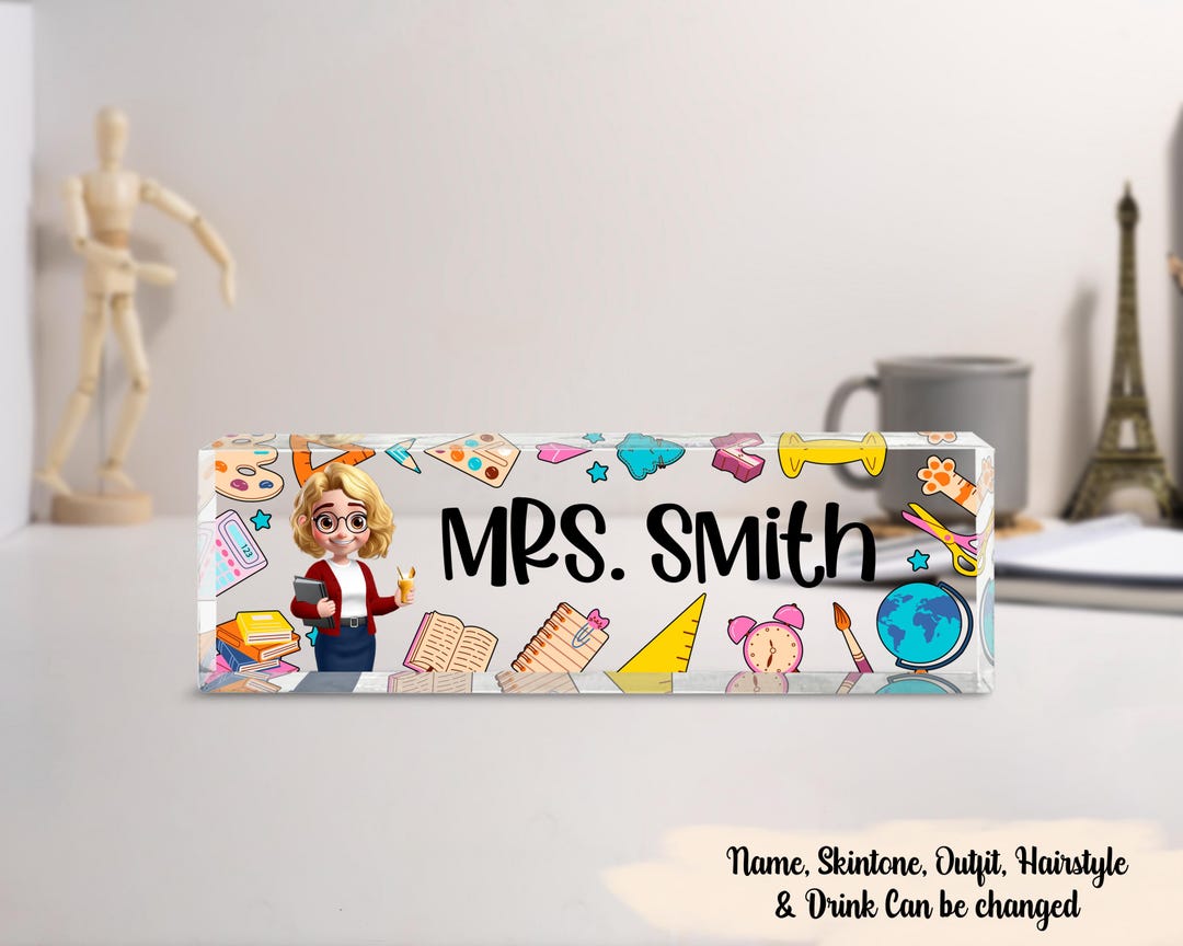 Teacher Name Plate Office Decor - Personalized Desk Name Plate, Teacher ...
