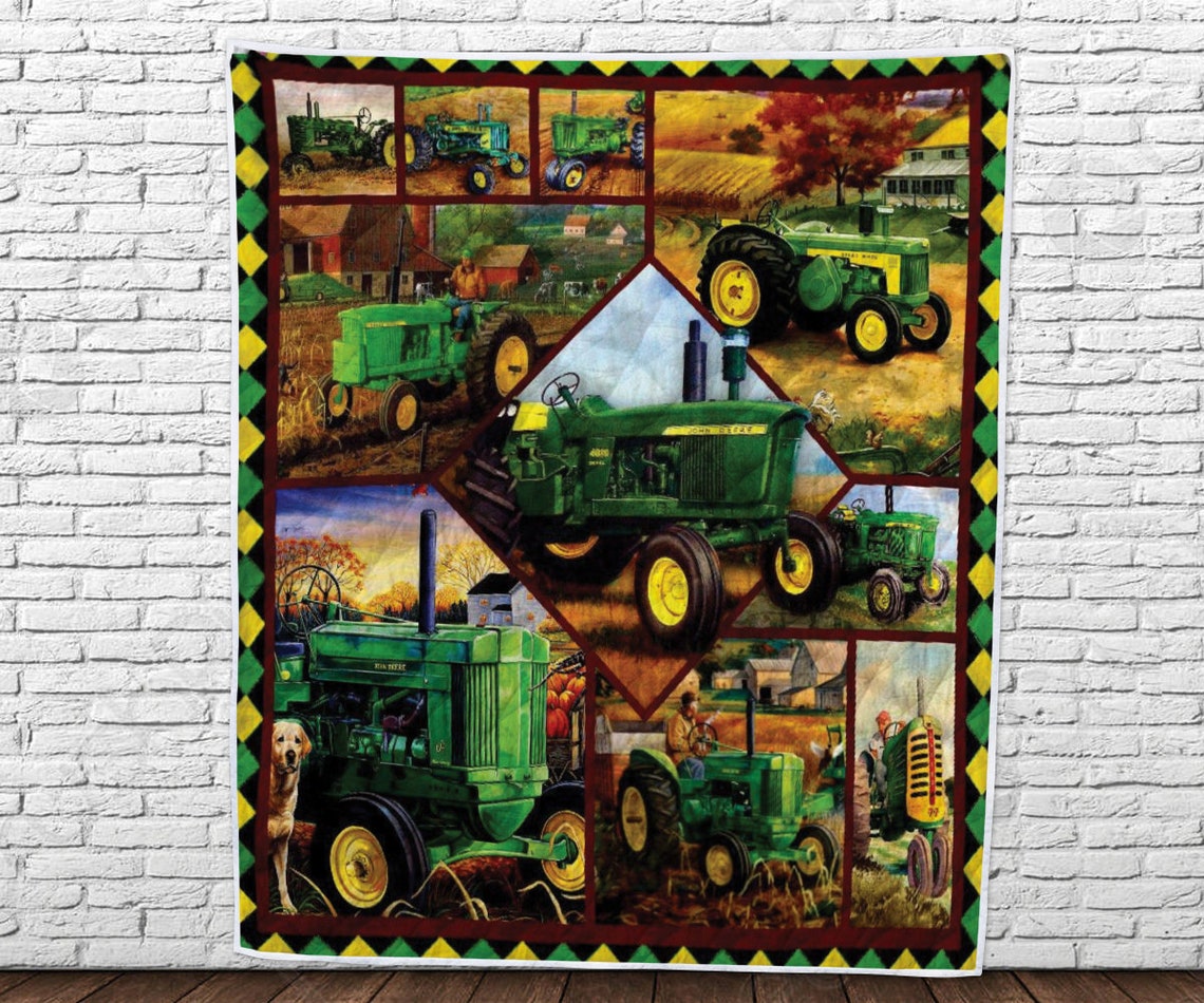 Green Tractor Fleece Blanket, Quilts, Tractor Lover, Christmas Gift ...