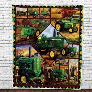 Green Tractor Fleece Blanket, Quilts, Tractor Lover, Christmas Gift ...