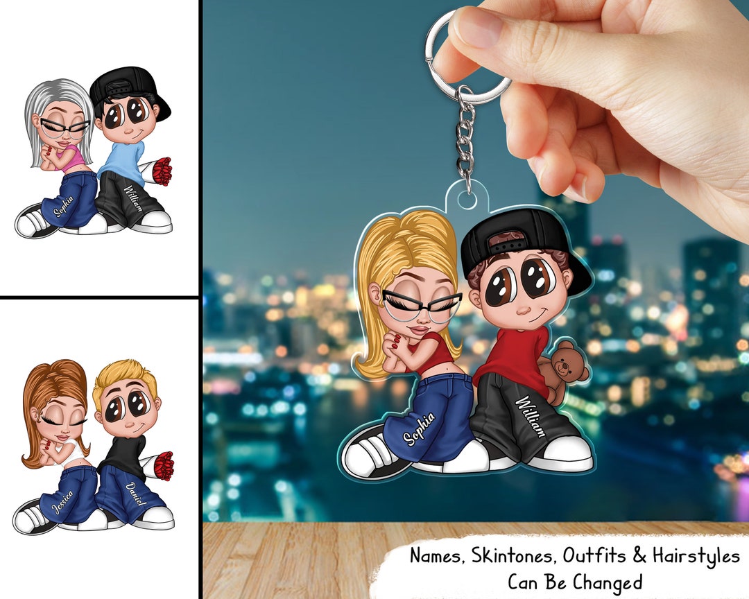 Y2K Couple Personalized Acrylic Keychain, Gift for Him, Gift for Her ...