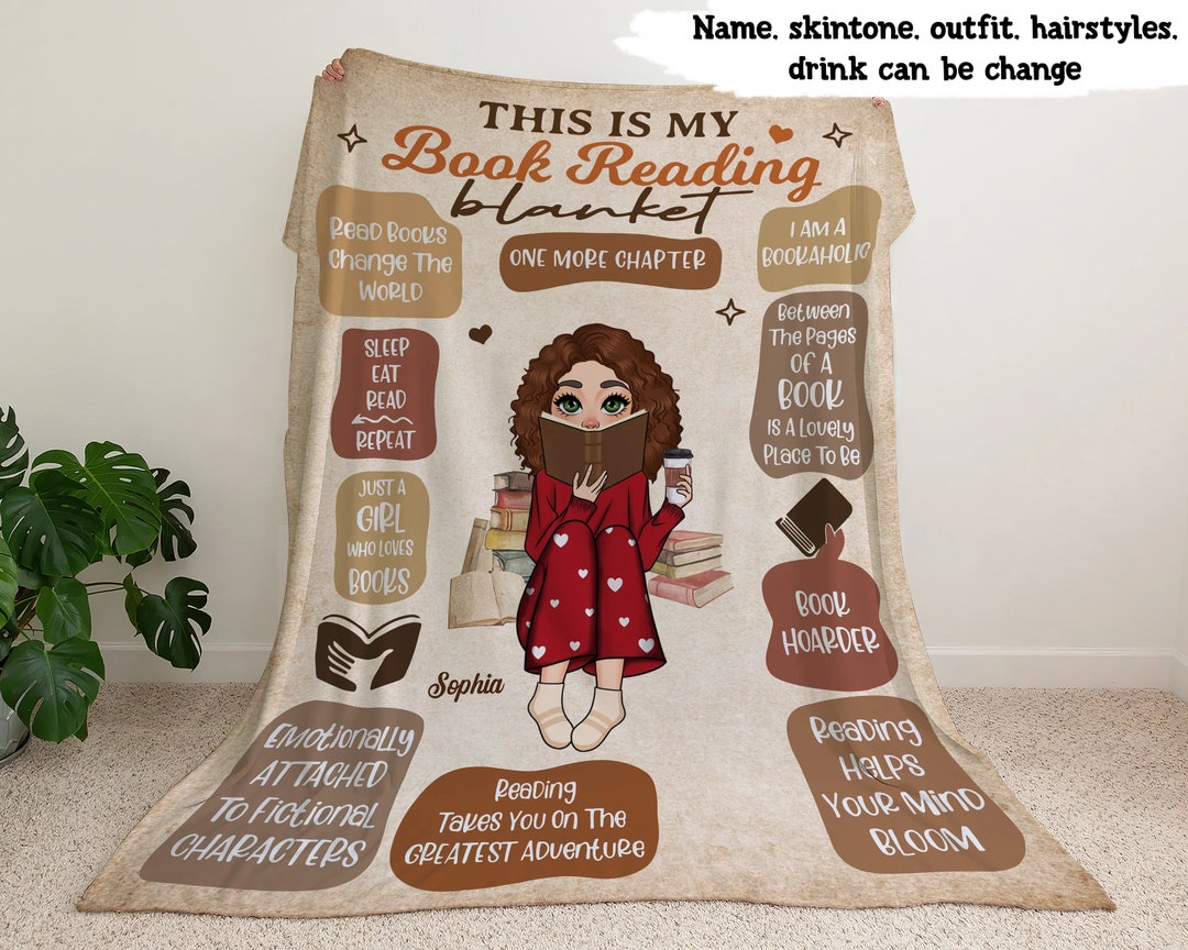 This is My Book Reading Blanket Vintage Hearts Personalized Blanket ...