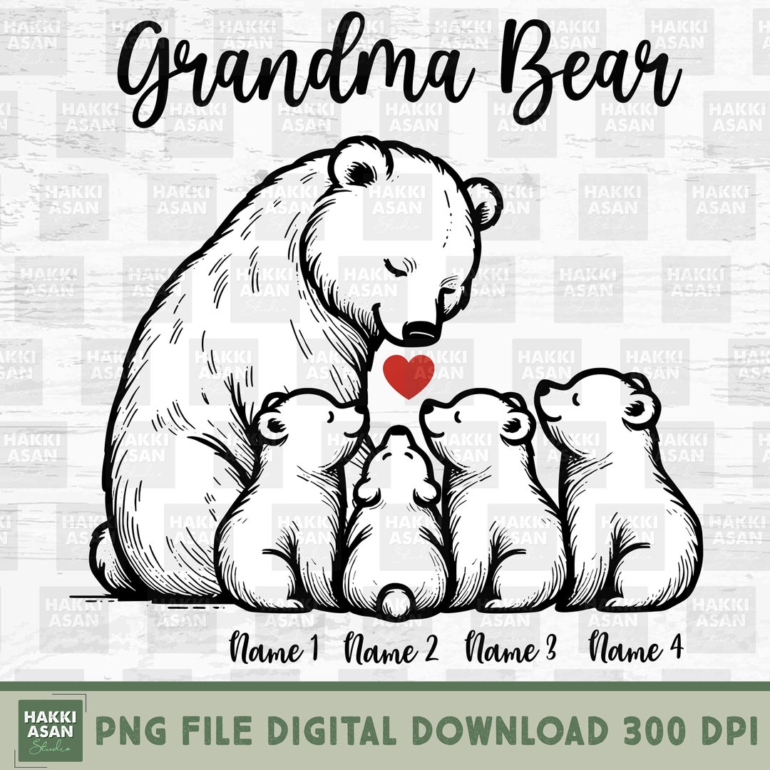 Grandma Mama Bear With Little Bear Kids Personalized PNG, Mama Baby ...