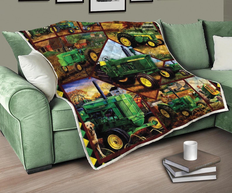 Green Tractor Fleece Blanket, Quilts, Tractor Lover, Christmas Gift ...
