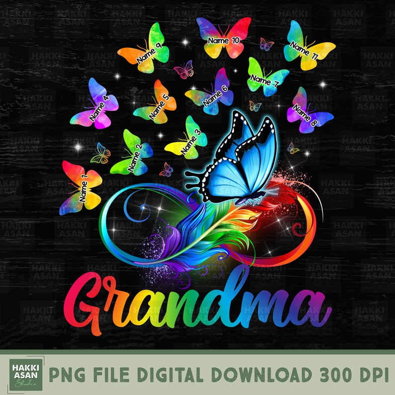Personalized Grandma Shirt Png, Butterflies and Heart Png, Grandma ...