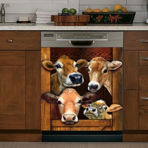 Cow Decor Kitchen- Dishwasher Magnet Cover, Cow Farm Lovers, Stickers ...