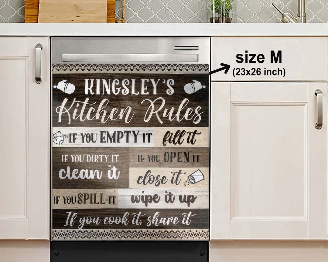 Personalized Kitchen Rules Personalized Dishwasher Cover, Dishwasher ...