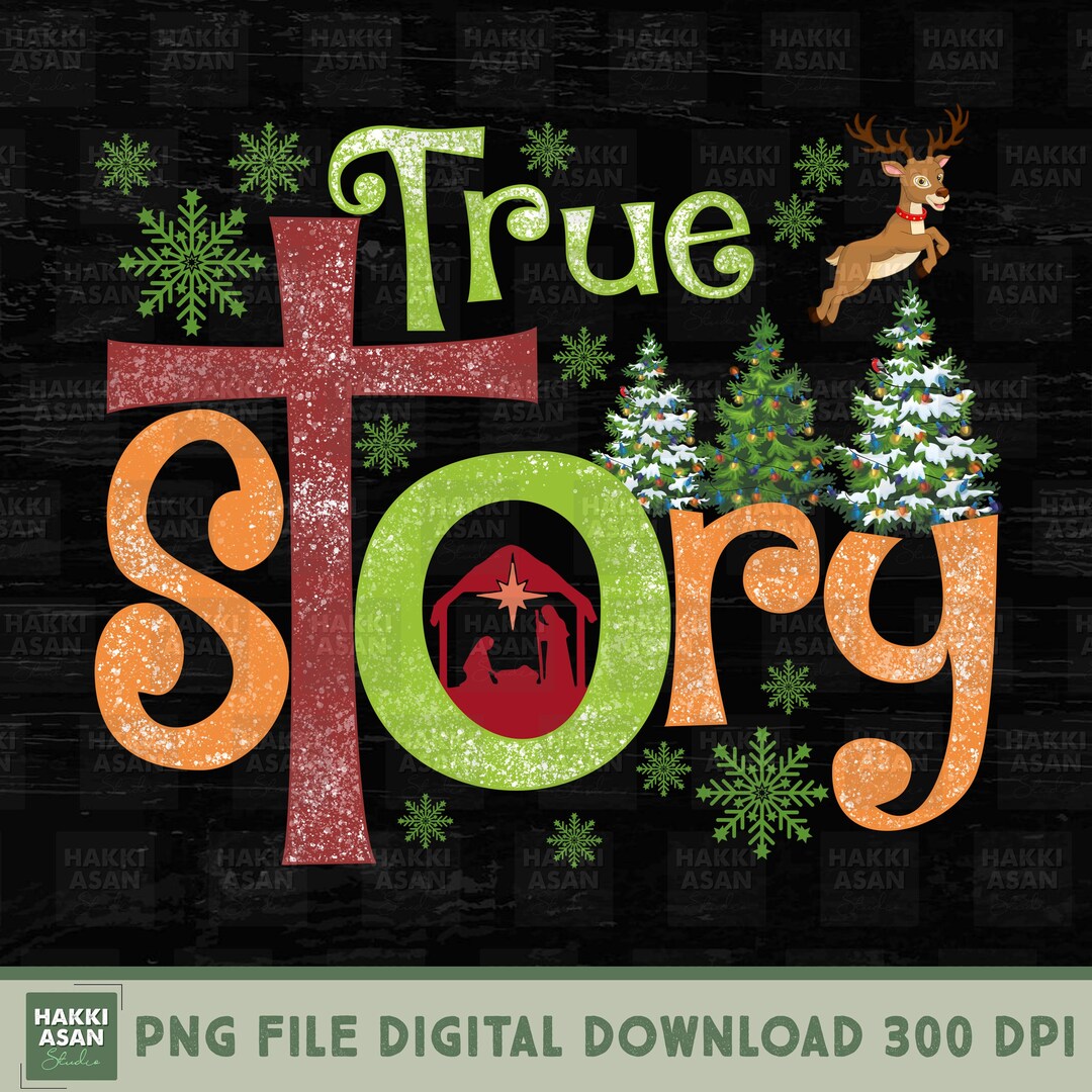 Retro True Story Jesus Christmas Nativity Scene Christian PNG, True ...