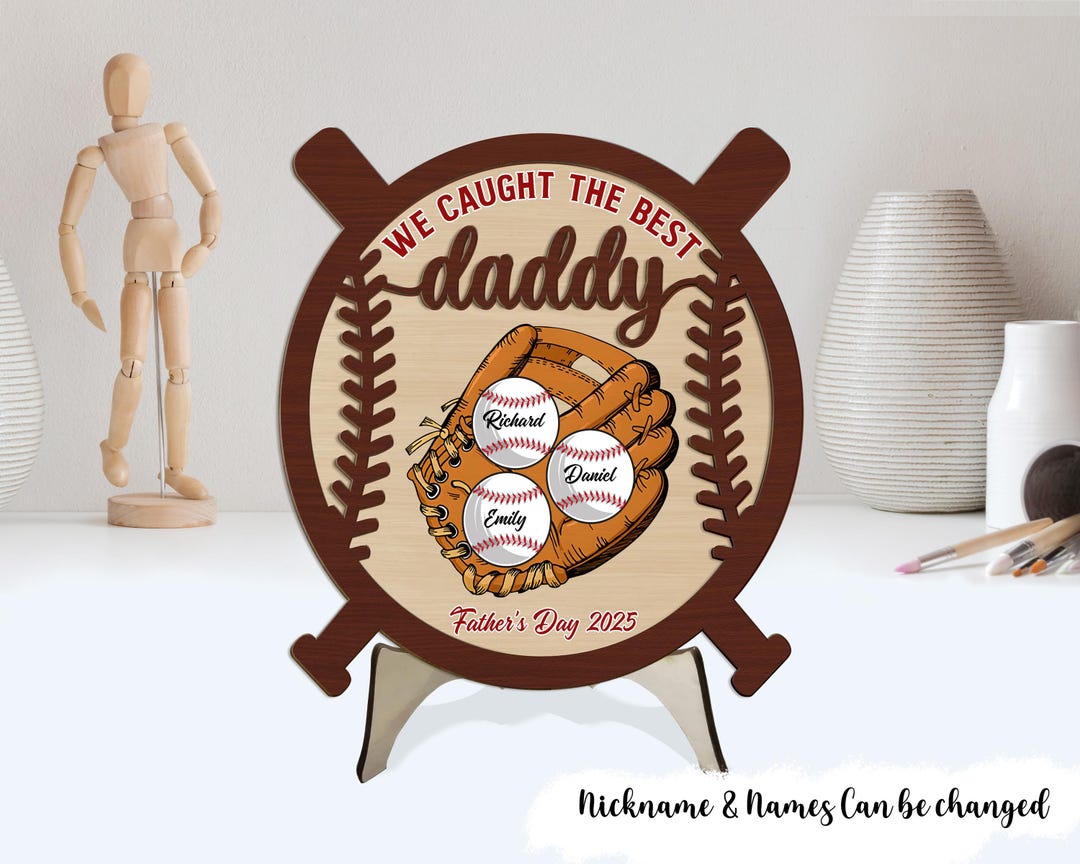 We Caught the Best Dad - Personalized 2-layered Wooden Plaque With ...