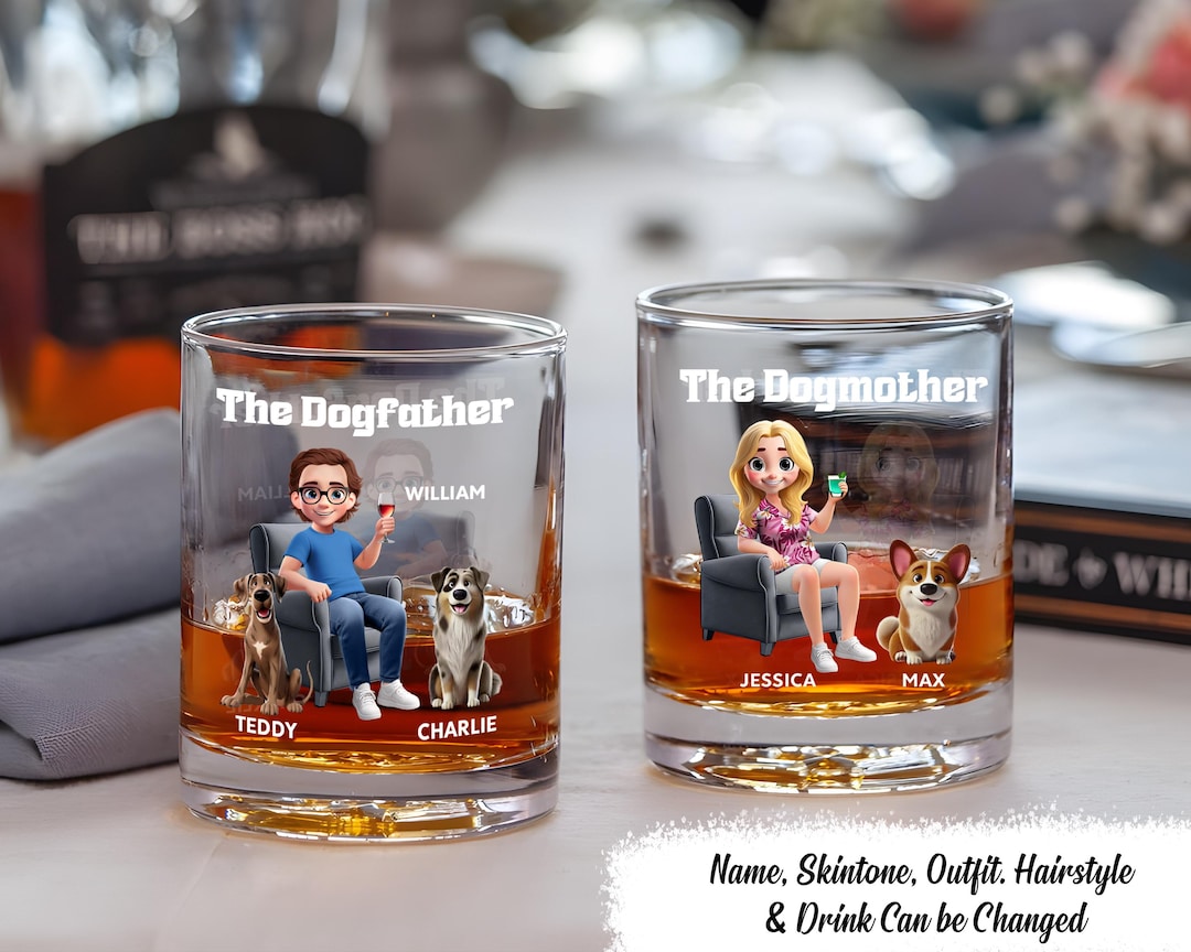The Dogfather - Personalized Whiskey Glass, Personalized Glass for Dog ...