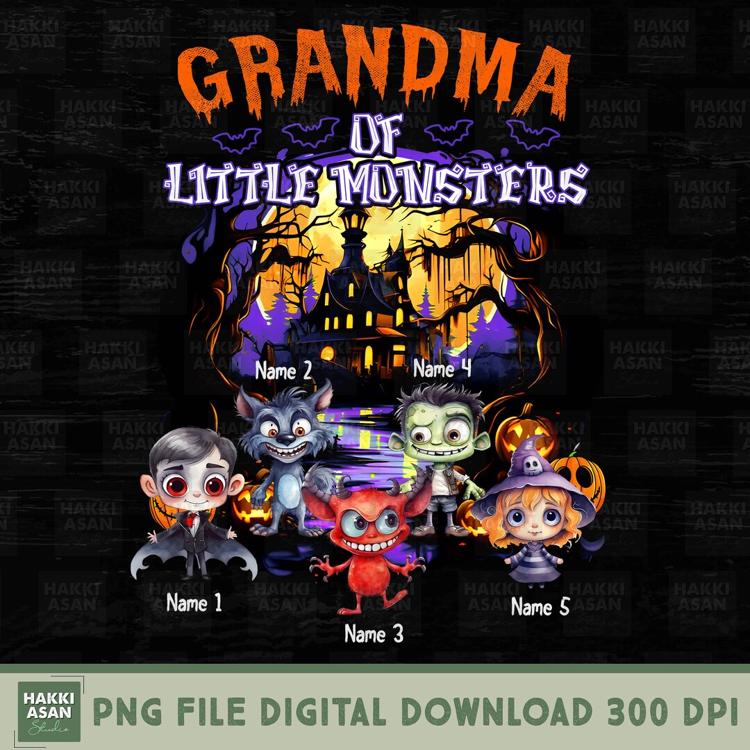 Personalized Grandma of Little Monsters Halloween Fall Season Png ...