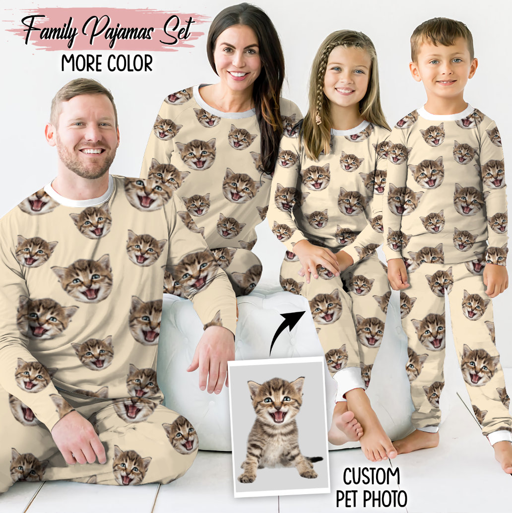 Customized Pajama Set Custom Cat Photo Pajamas Matching - Etsy