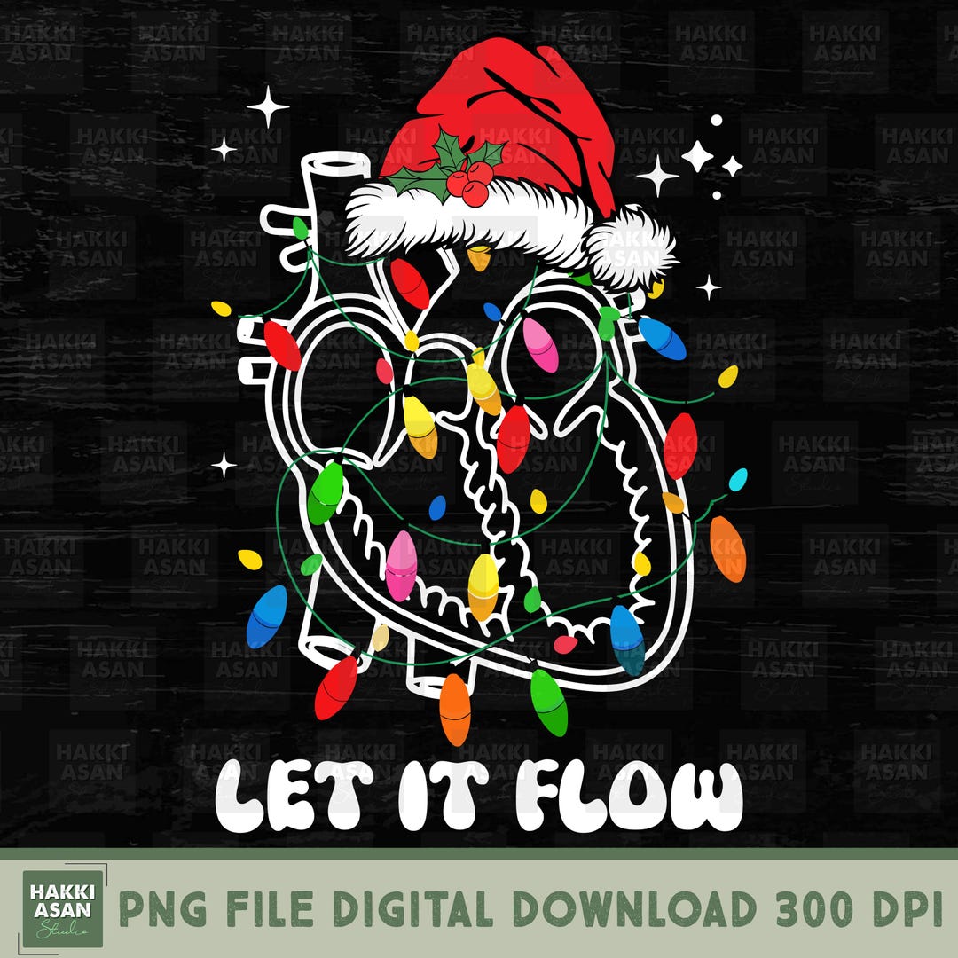 Funny Let It Flow Anatomy Heart Cardiac Nurse Santa Hat Xmas, Heart ...